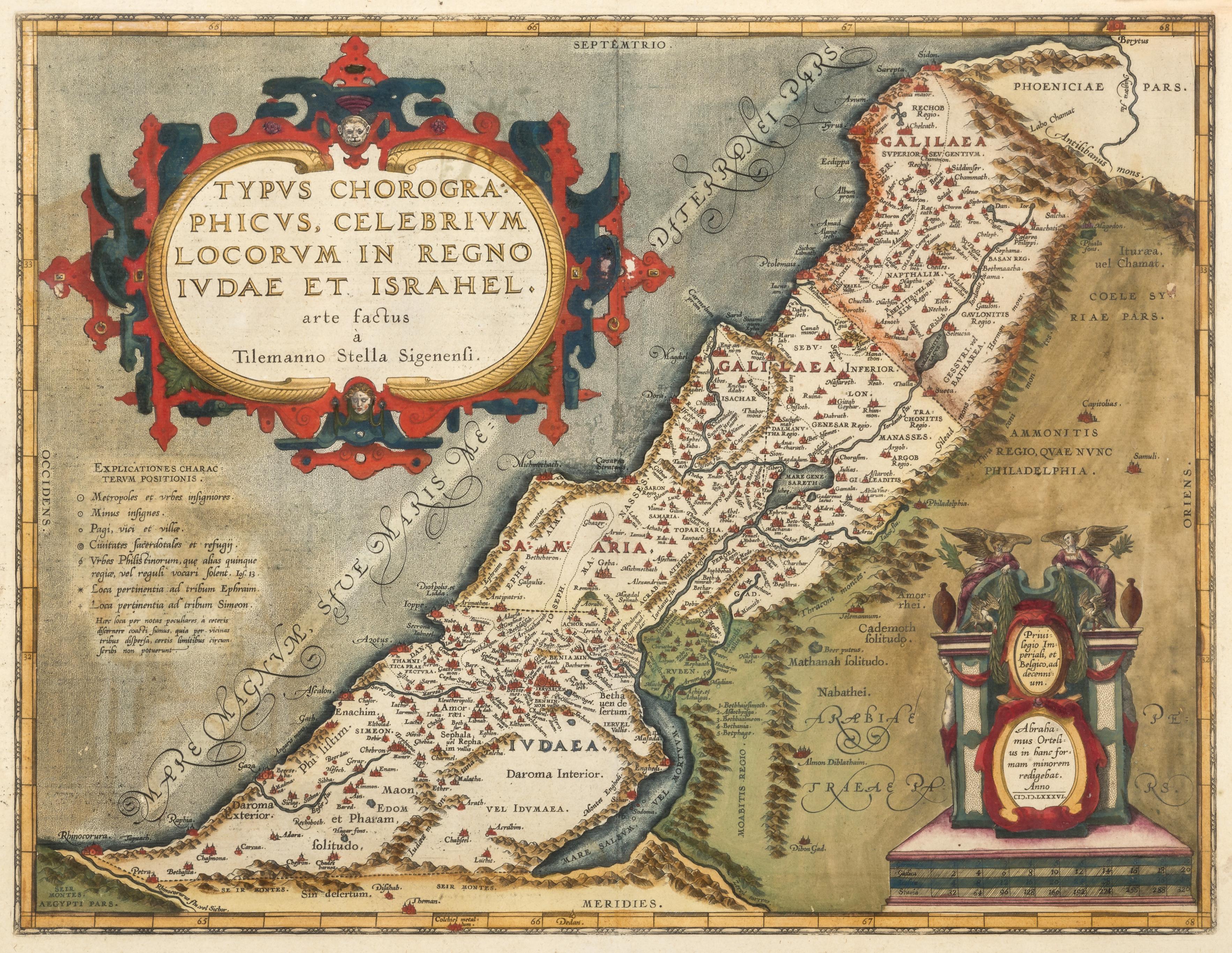 Map of Palestine – Abraham Ortelius – Antwerp, 1590 – Hand–Colored ...